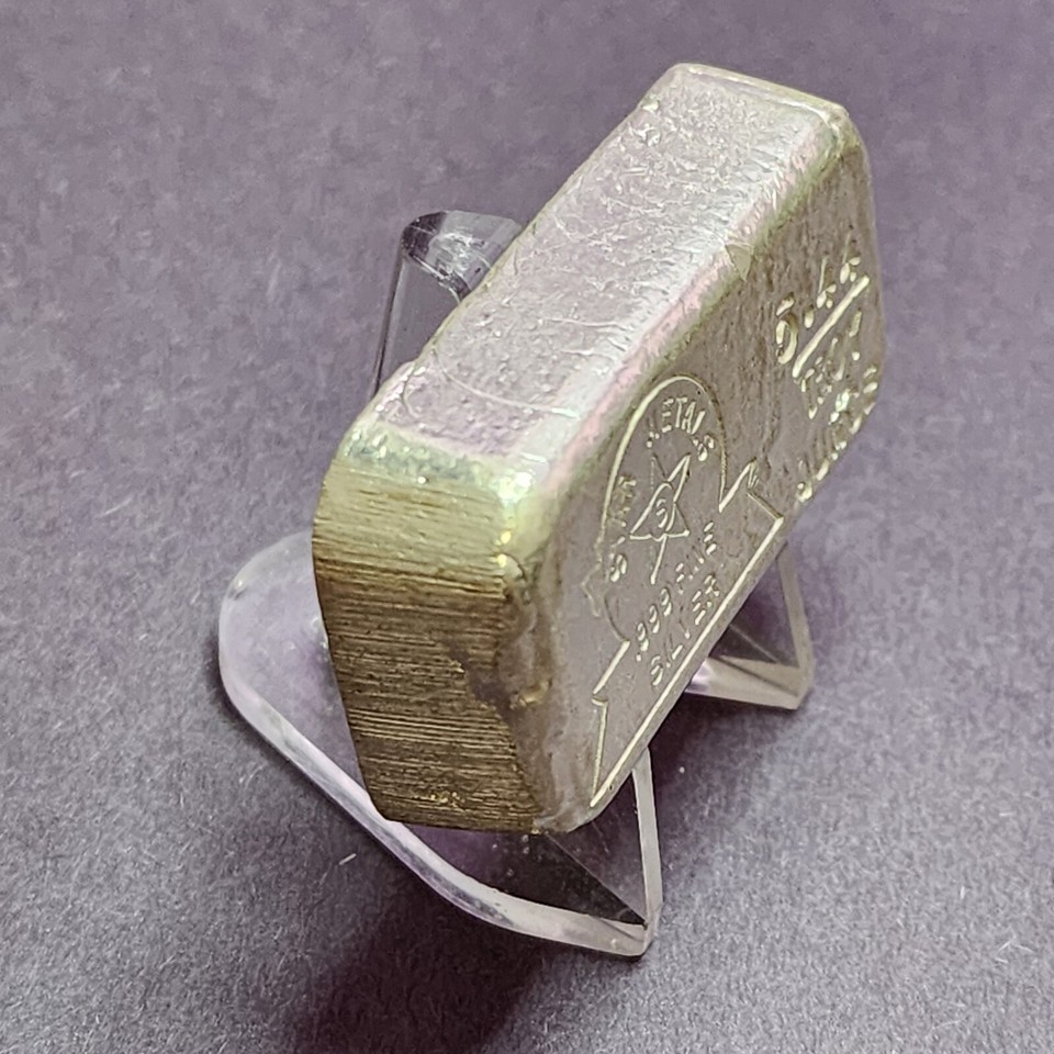 5.44 Ounce .999 Fine Poured Vintage Silver Star Metals Bar - Odd Oz ...