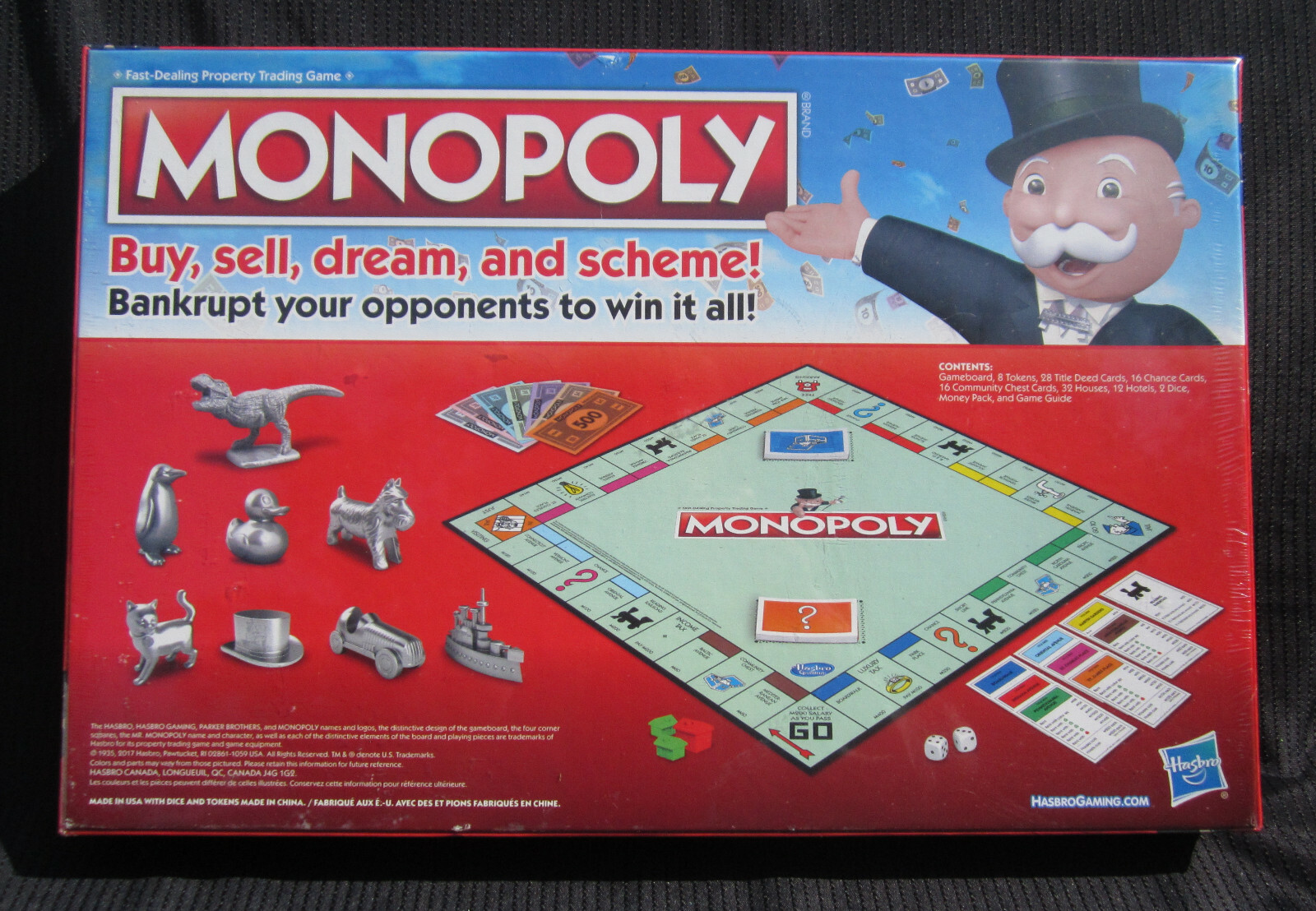 New Sealed MONOPOLY GAME C1009 w 8 TOKENS: T-Rex, Penguin, Duck, Dog ...