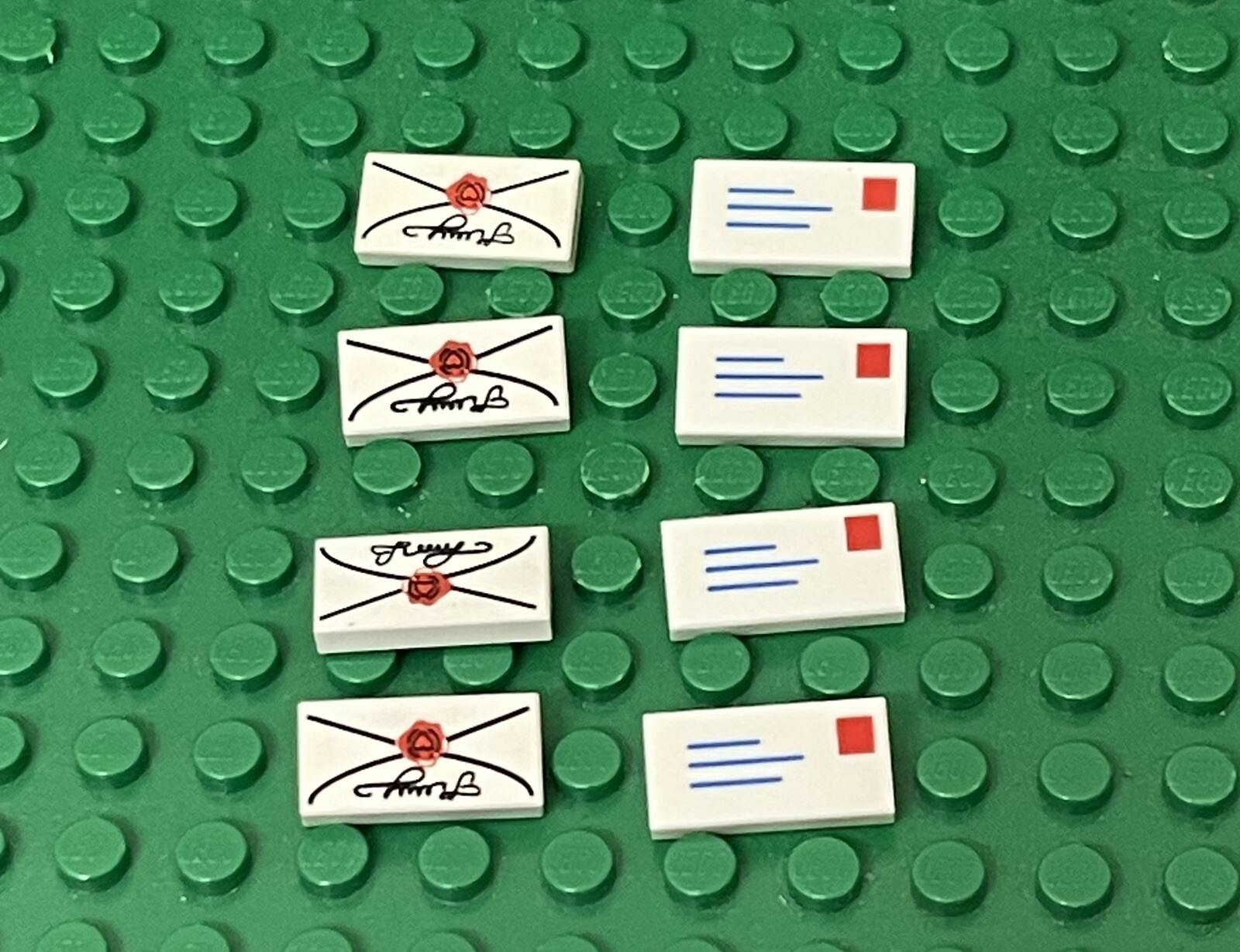 Lego 4 White Tile 1x2 Envelope With Seal / 4 Mail With Address And ...