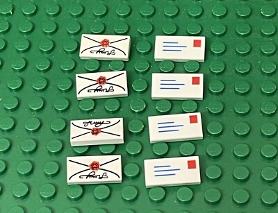 Lego 4 White Tile 1x2 Envelope With Seal / 4 Mail With Address And ...