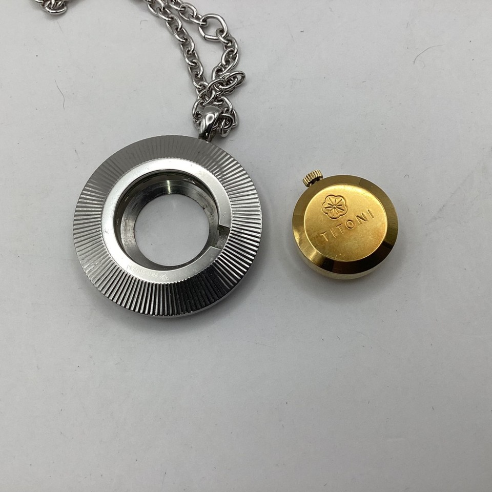Titoni TitoFlex Wind Up Analogue Pendant Watch w/ 66cm Chain - Working ...