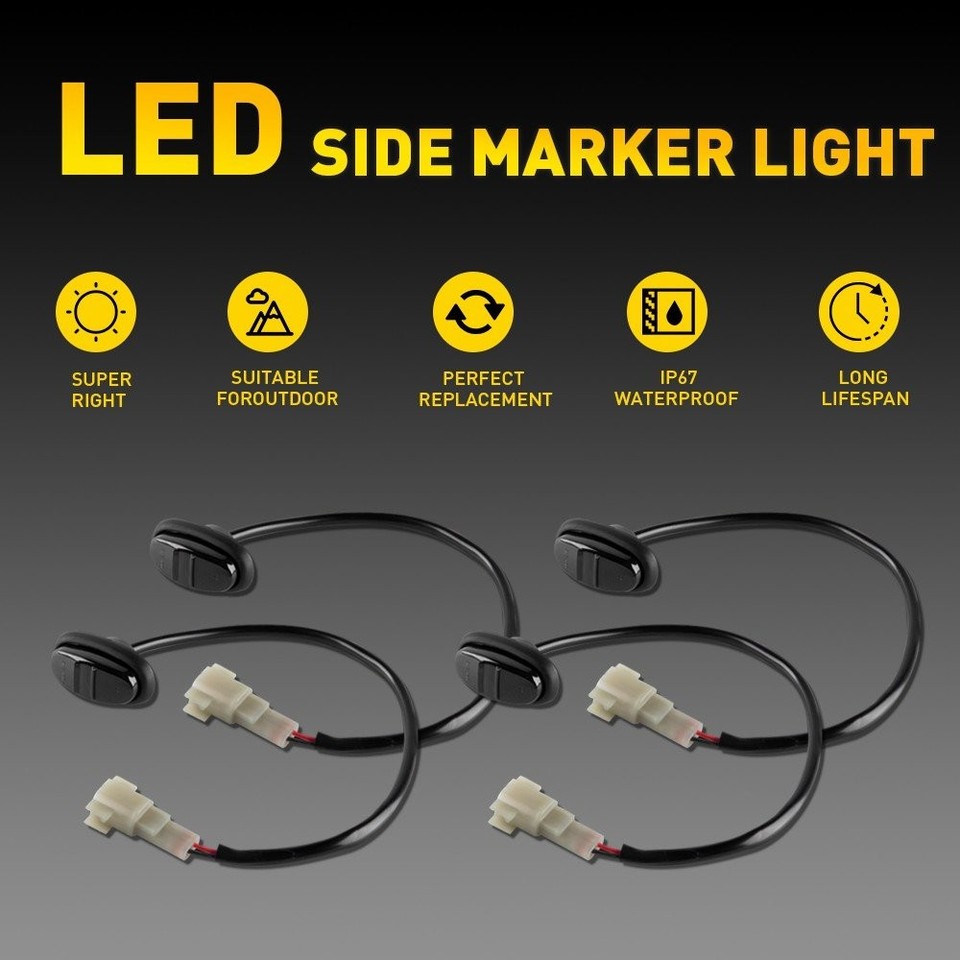 4-40PC Smoked LED Front+Rear Side Marker Lights For 2017-21 Ford F150 ...