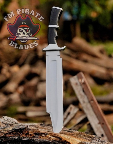 HANDMADE D2 STEEL HIGH POLISH HUNTING PREDATOR BOWIE MACHETE KNIFE W ...