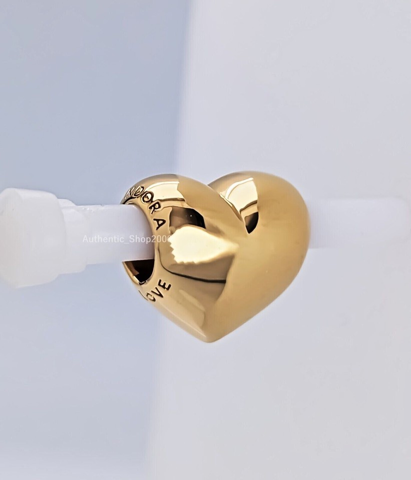 New 100% Authentic PANDORA 14k Gold Pl Be Love Engravable Heart Charm ...