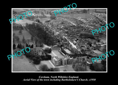 OLD LARGE HISTORIC PHOTO CORSHAM WILTSHIRE ENGLAND AERIAL VIEW OF ...