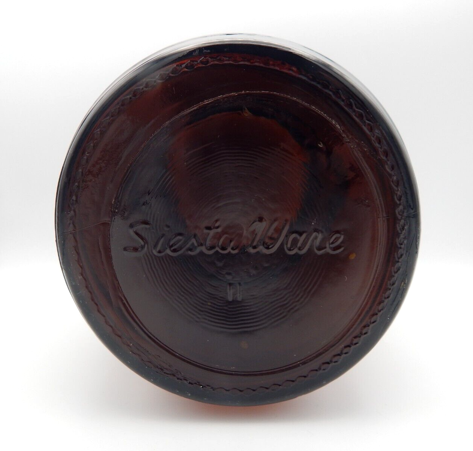 VTG SIESTA WARE BROWN GLASS THE DEVIL MADE ME DO IT COOKIE SNACK JAR W ...