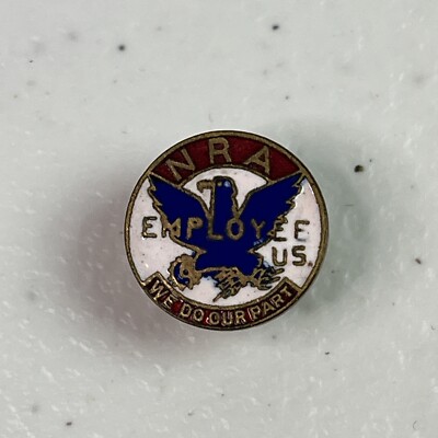 National Recovery Agency NRA Employee Enamel badge Lapel Stud New Deal ...