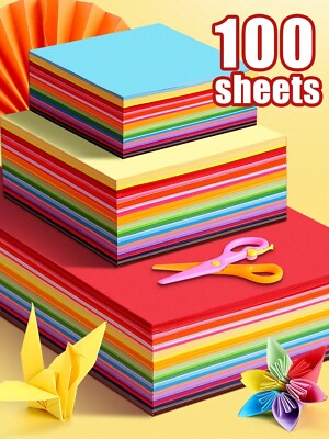 100 Sheets Colorful Origami Paper Double Sided Large Small Square Paper ...