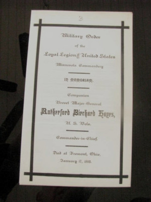 CIVIL WAR GENERAL RUTHERFORD B HAYES MOURNING EULOGY MINNESOTA | eBay