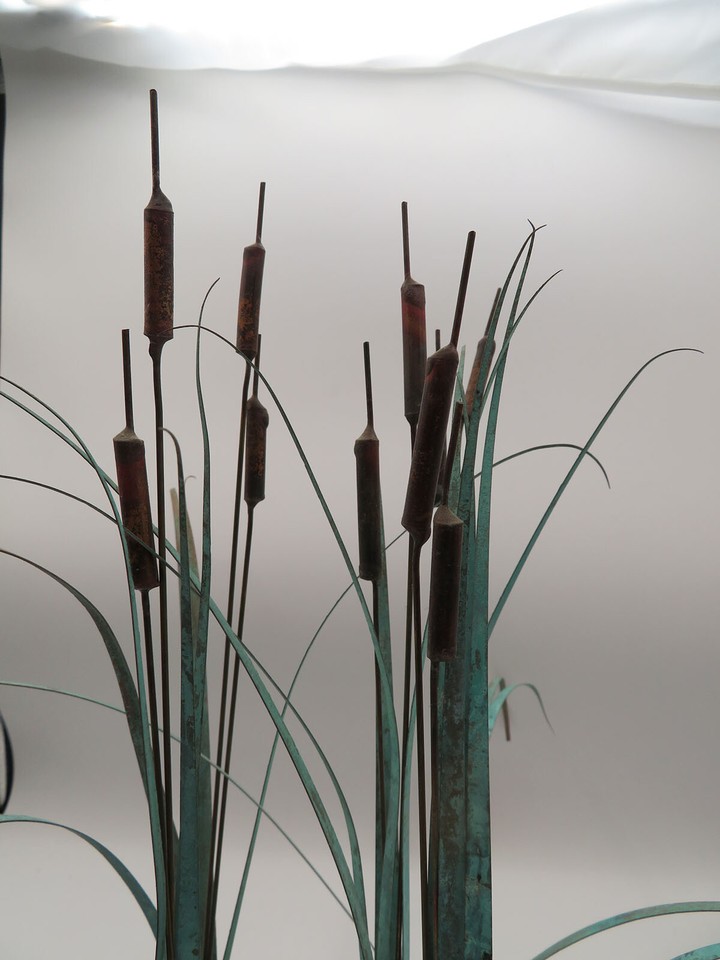 Mid Century Style Metal Copper Cattails on Driftwood | eBay