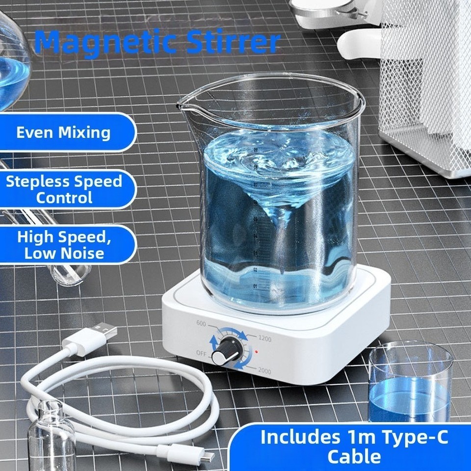Magnetic Stirrer for Science Labs 200-2000 rpm Compact Rechargeable ...