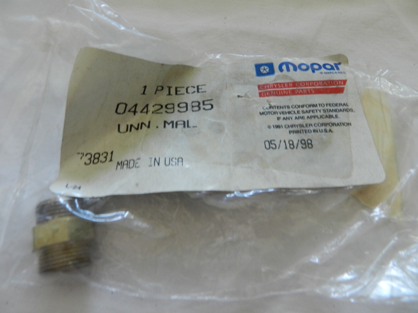 NOS Mopar 4429985 Brass Male Flare coupler Adapter | eBay