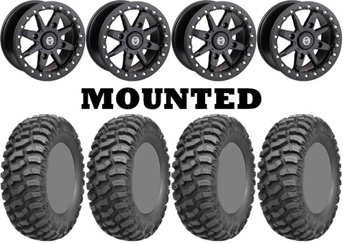 Kit 4 AMS M1 Evil Tires 30x10-14 on Moose 544X Beadlock Black Wheels ...