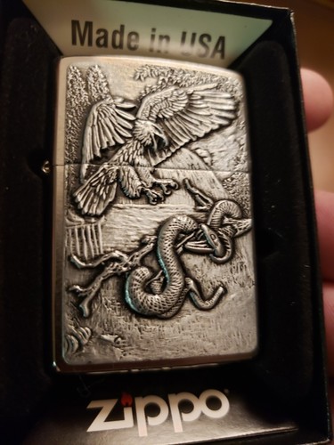 Zippo LIGHTER 2024 Eagle W Snake Pewter Emblem Full Sized Great Design ...