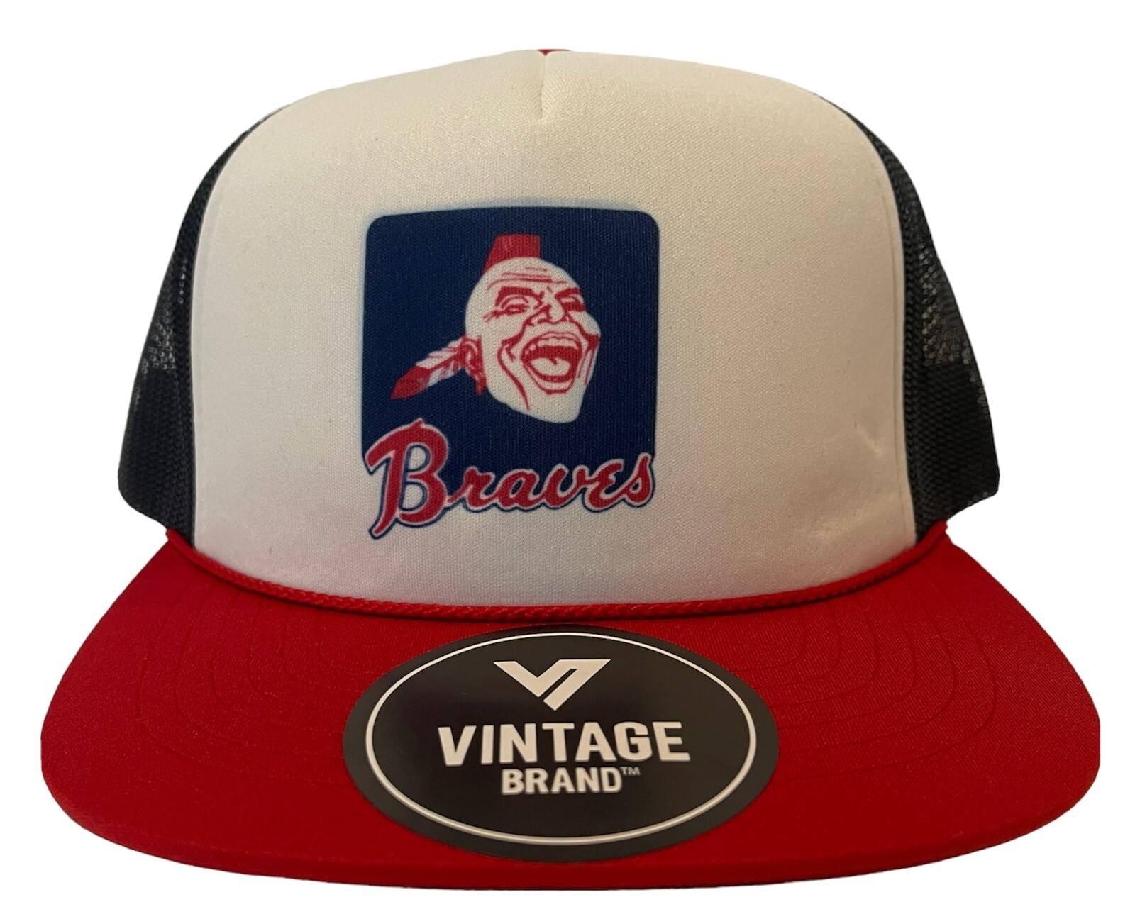Atlanta Braves Vintage Mesh Snapback Hat Screaming Chief Noc-A-Homa ...