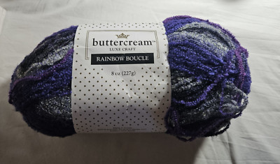 Buttercream Luxe Craft Rainbow Boucle Yarn LARGE 8oz - Black and ...