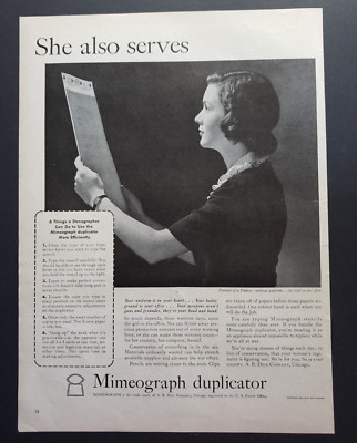 1942 Mimeograph Duplicator The Girl In An Office WWII Print Ad | eBay