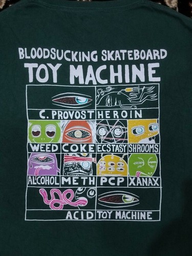 Toy Machine Skateboard T-Shirt Bloodsucking Drug Chart Graphic Tee ...