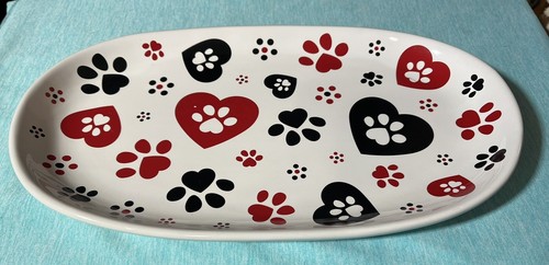 Temp-tations Seasonal Oval Platter Pawfetti Pet paw Prints 12 3/4" | eBay