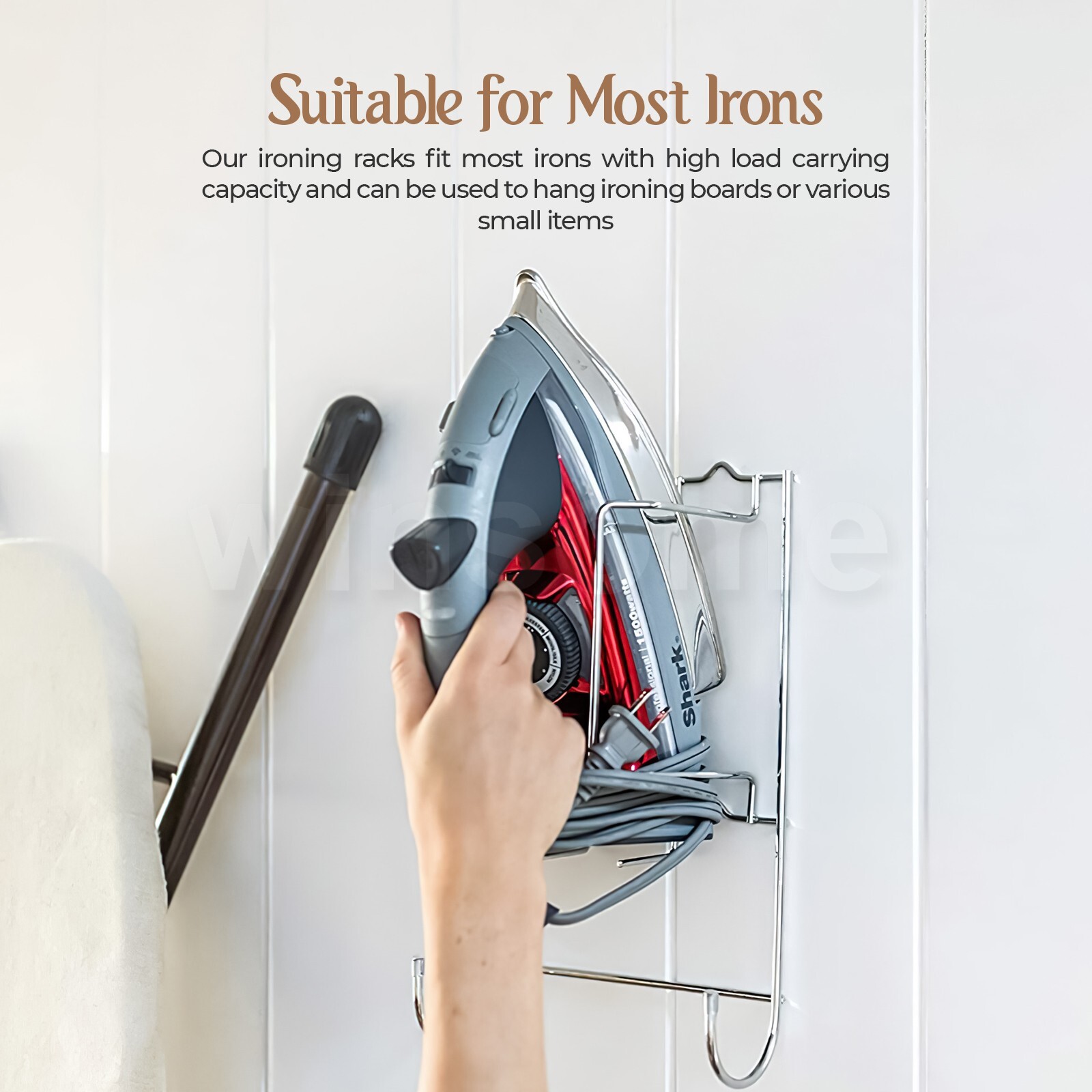 Door or Wall-Mounted Iron Holder Storage Steam Iron Stand Ironing Board ...