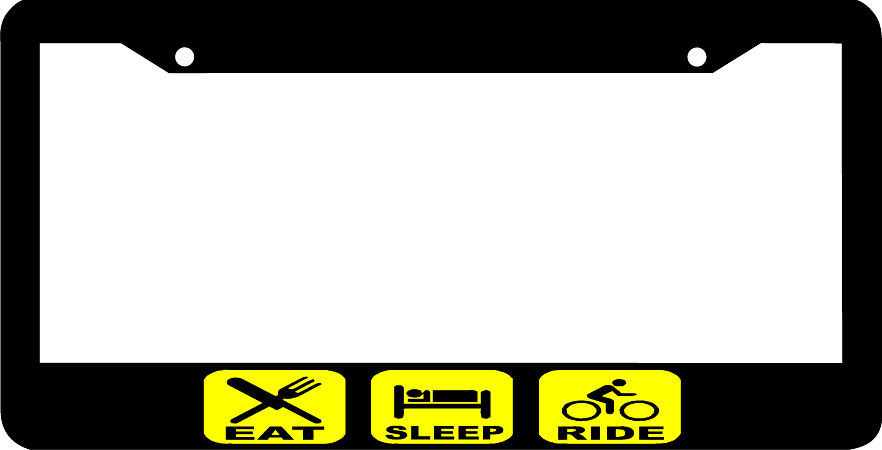 EAT SLEEP RIDE yellow BICYCLE bike cyclist License Plate Frame | eBay