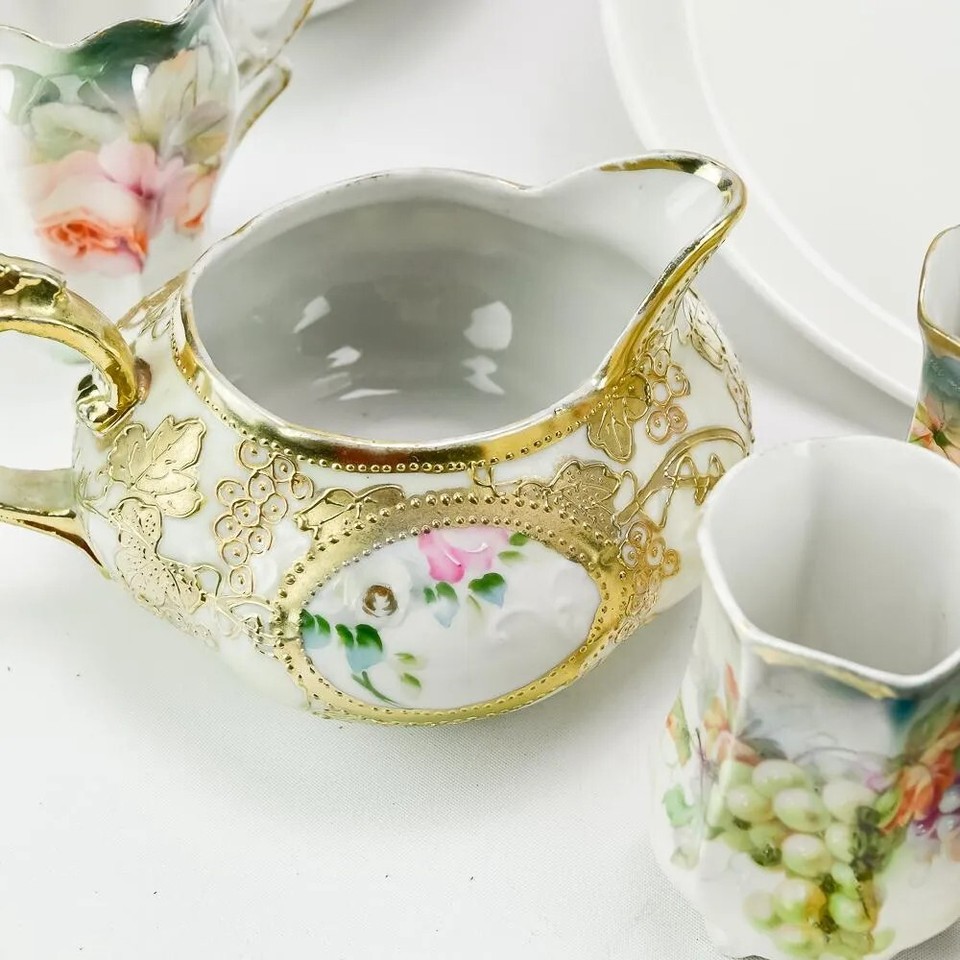 ME Geyey RS JS Germany RS Prussia Porcelain tea coffee pot cup saucer ...