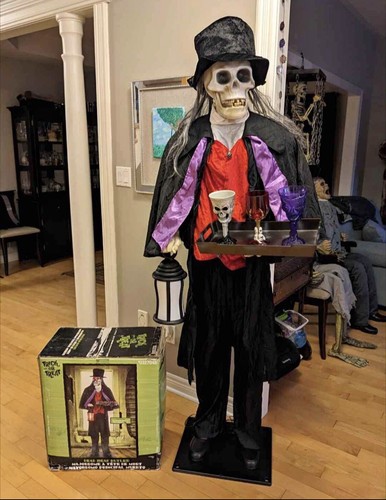 Gemmy 2010 Dead Head Skeleton Butler Halloween Prop Animatronic Spirit ...