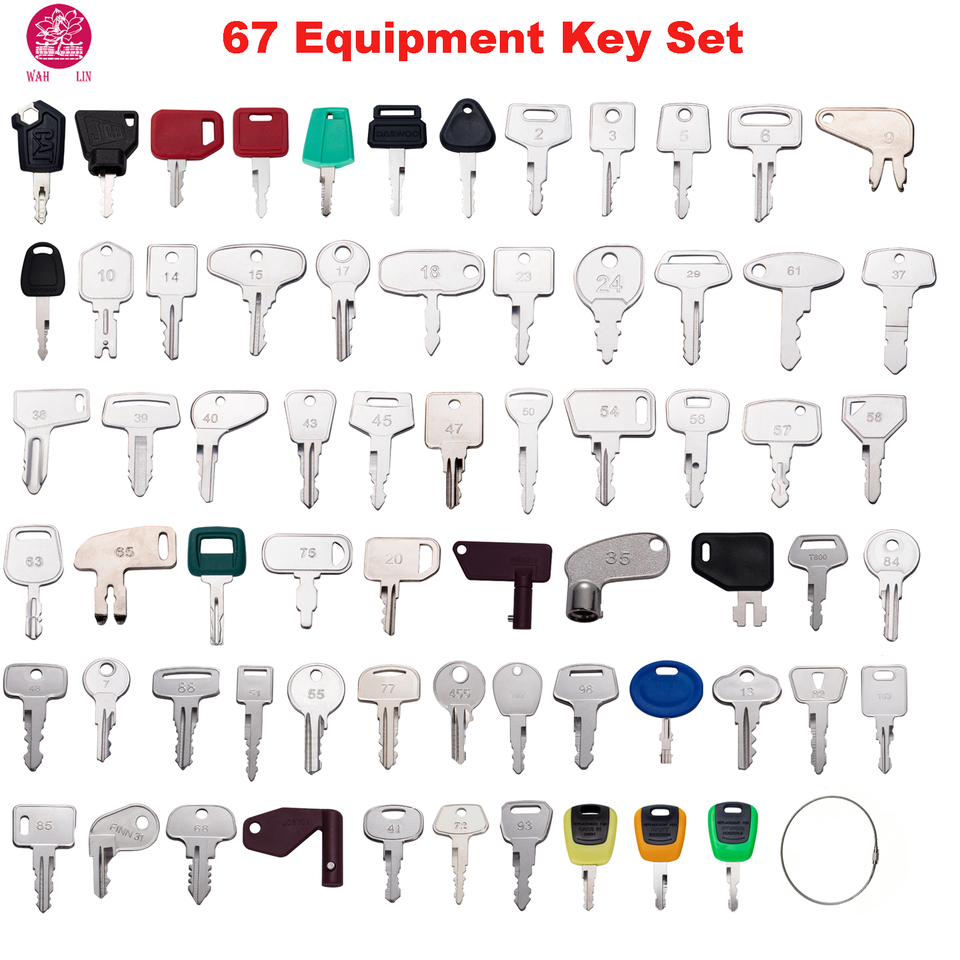 67PCS Heavy Construction Equipment Key Set For Kubota JCB CAT Hitachi ...