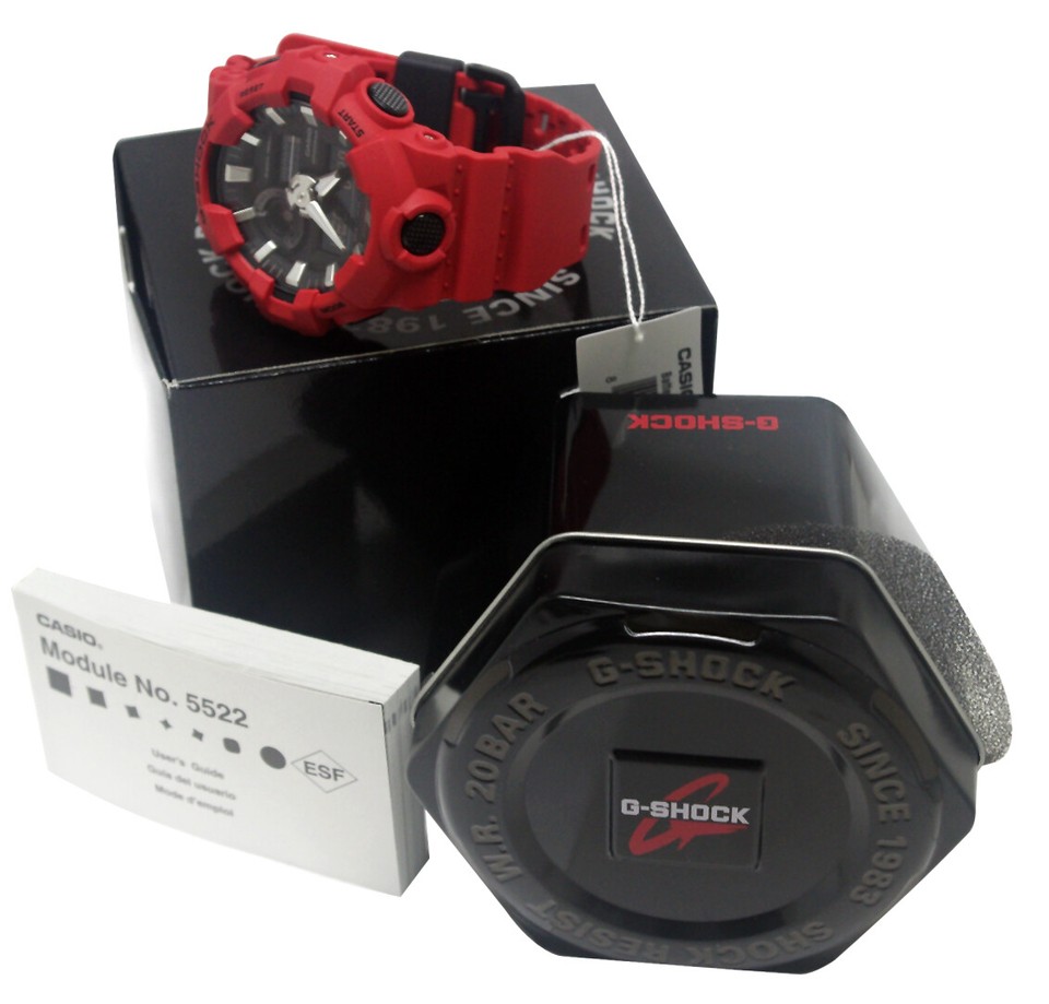 Casio GA700-4A G-Shock Black Analog Digital Dial Red Resin Band Watch ...
