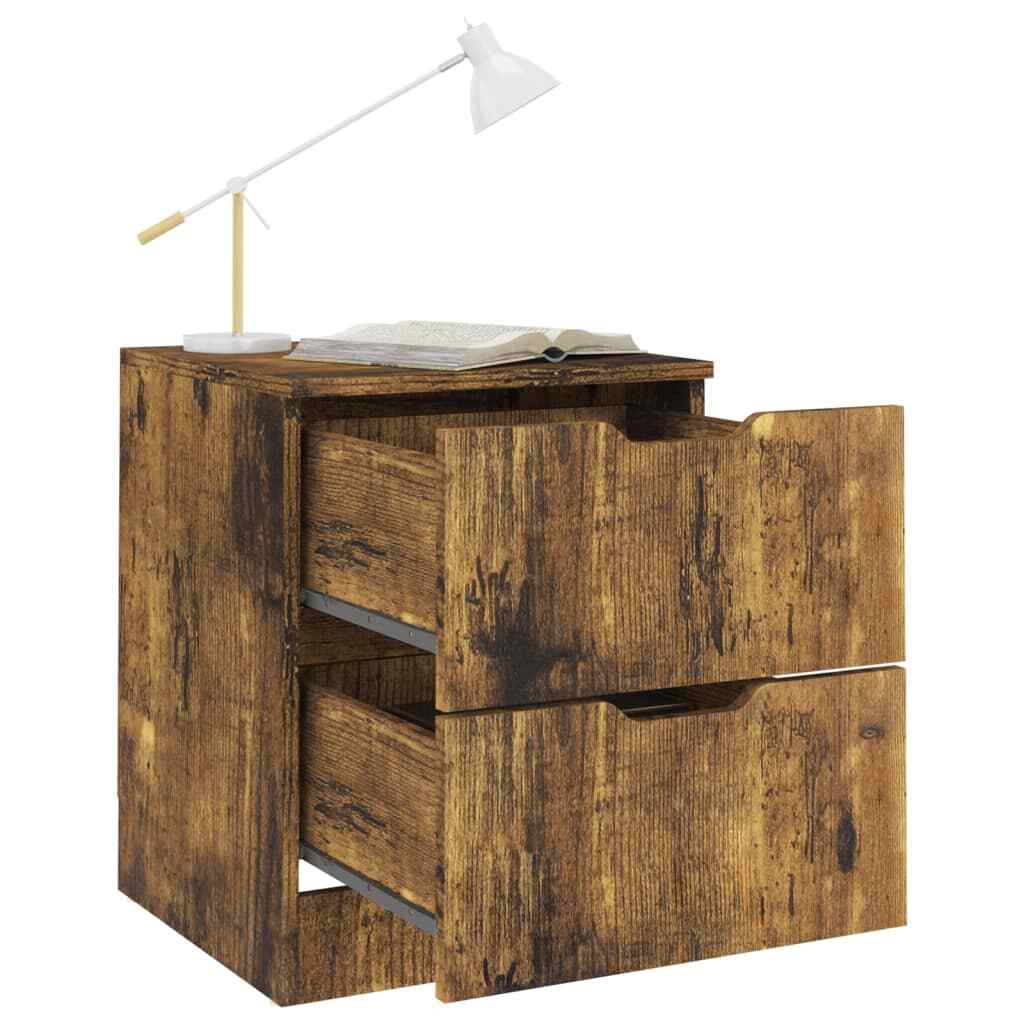 Table de chevet ch ne fum 40x40x50 cm Agglom r | eBay