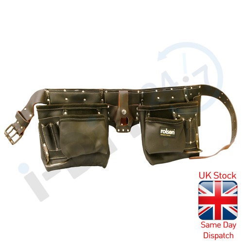 Rolson Leather Tool Pouch 10 Pocket Professional Double Oil Tanned Belt ...