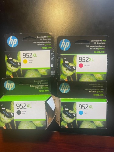 4-PACK HP GENUINE 952XL BLACK & COLOR INK (Black open but unused, color ...