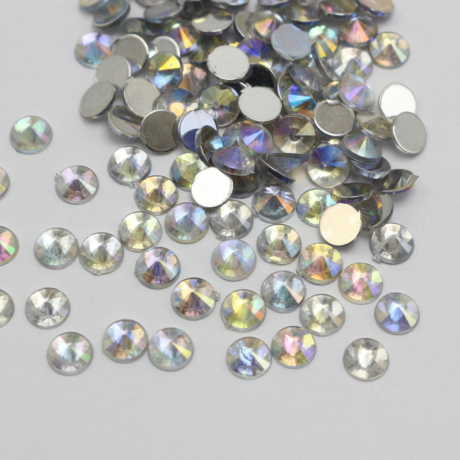1000 Clear AB Acrylic Flatback Round Rivoli Rhinestone Gems 5mm No Hole ...