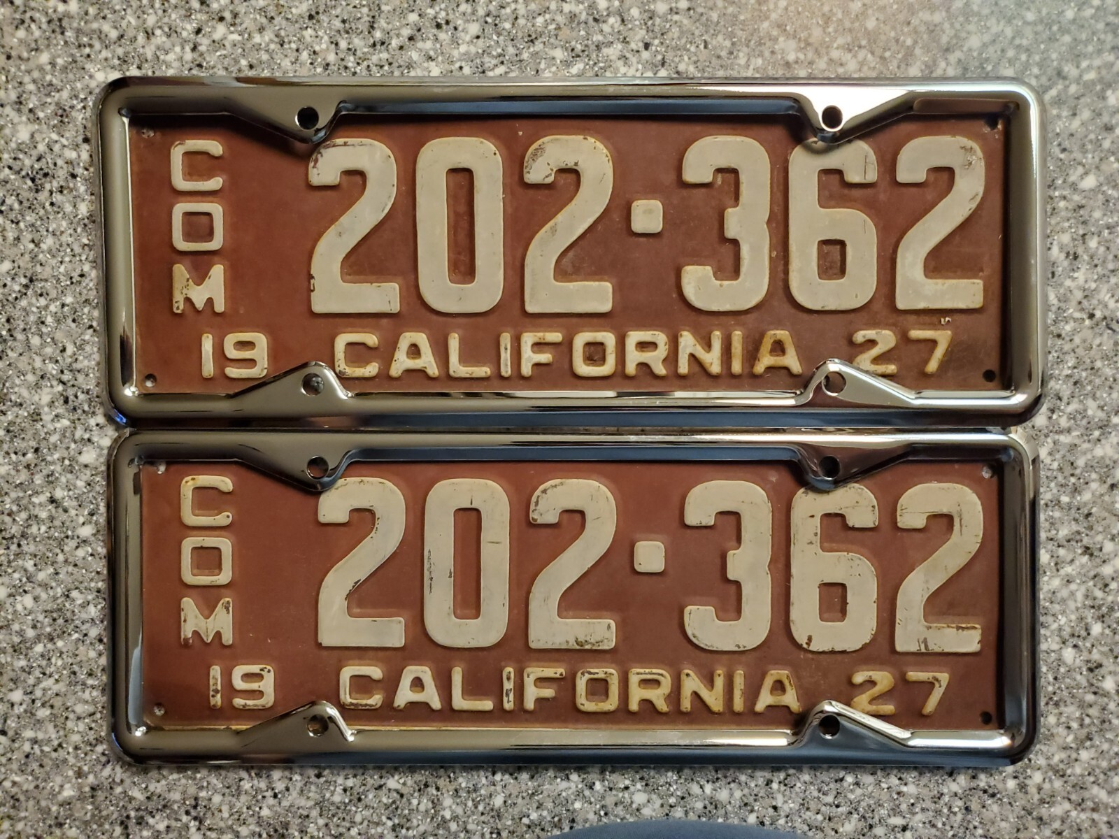 1927 California Commercial License Plates, Original, DMV Clear ...