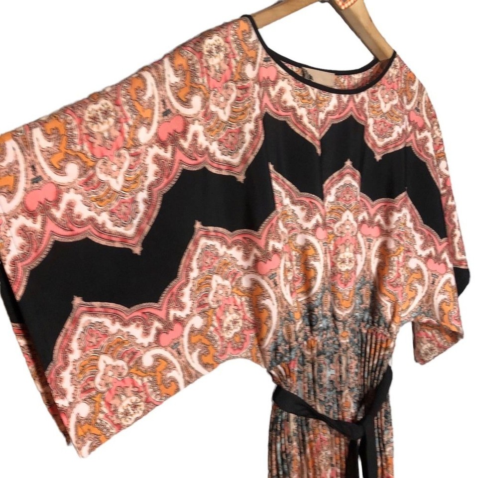 Anthropologie Fleur Wood Bera Pleated Accordion Belted Kimono Sleeve ...
