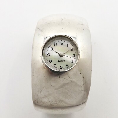 Sterling Silver Carson B Wide Cuff Bangle Bracelet Ladies Watch Native ...