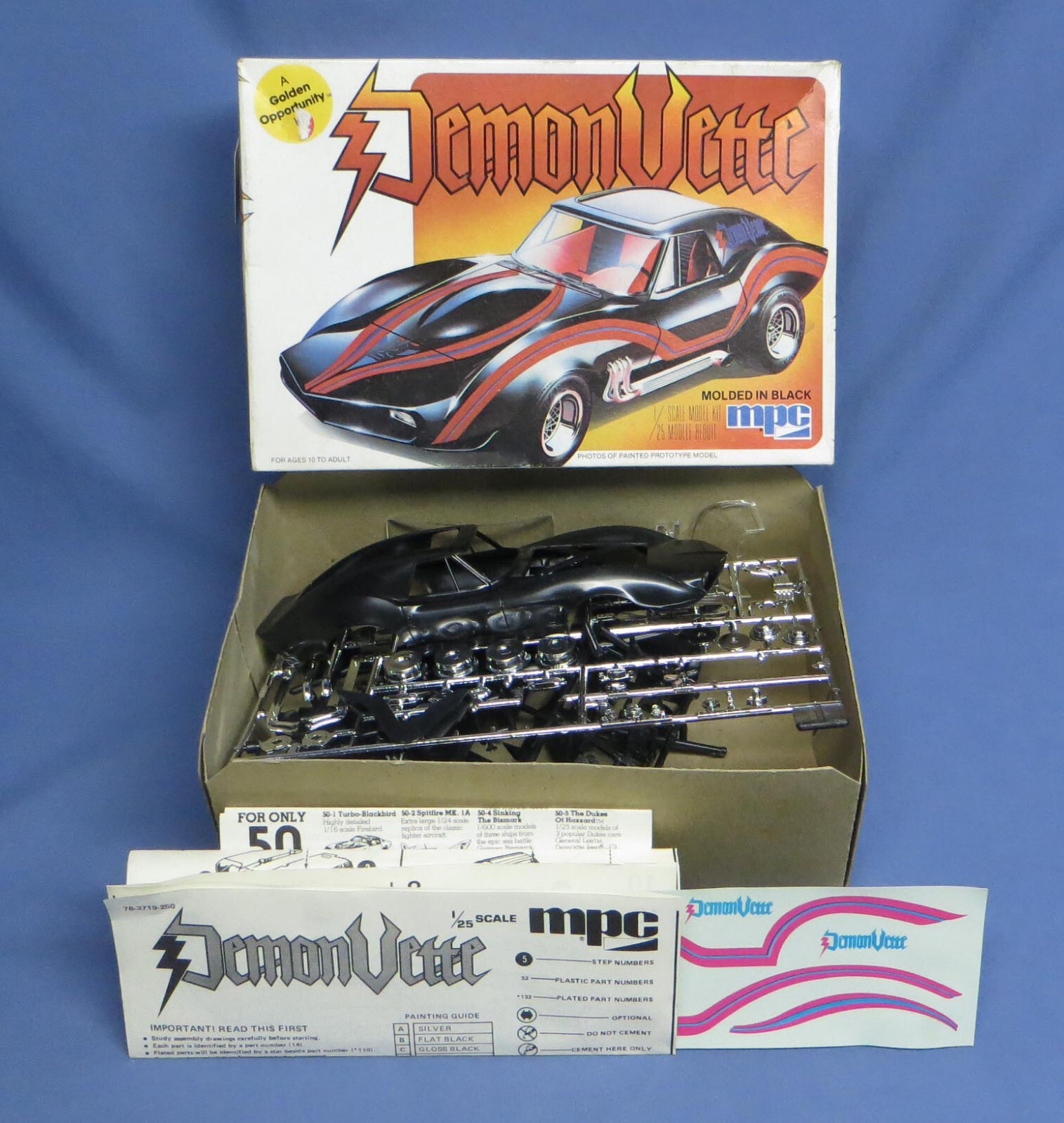 Rare 1982 MPC 1:25 Scale Model Kit DEMON VETTE Corvette Open Box ...