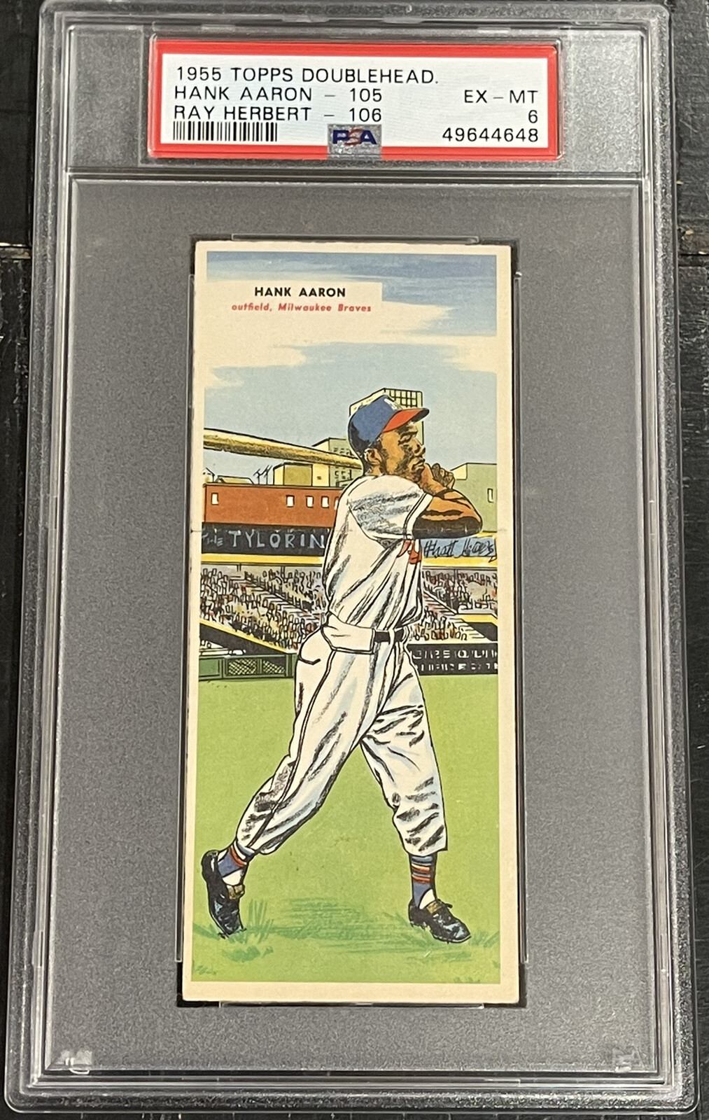 1955 Topps Double Header HANK AARON PSA 6 EX-MT 105 106 Braves Ray ...
