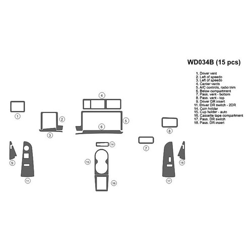 For Chevy S10 95-96 B&I WD034B-SBLACK 2D Solid Piano Black Full Dash ...