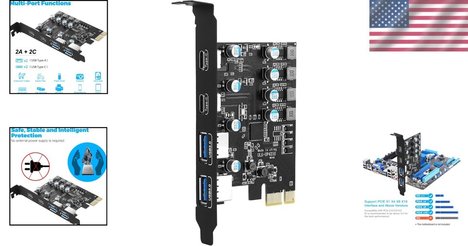 PCI Express USB 3.0 Card with 4 Ports - Fast Data Transfer & Stable ...