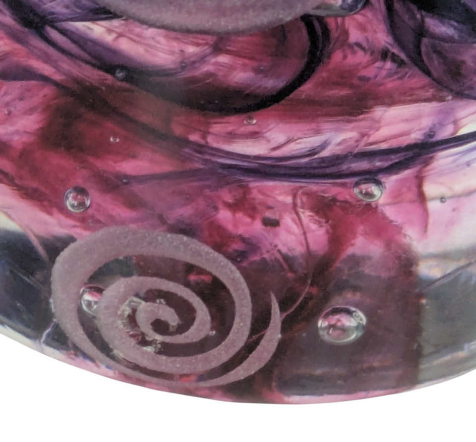 Duncan McClellan Signed Studio Art Glass Paperweight Etched Glass ...