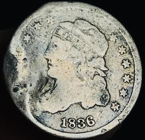 1836 Capped Bust Half Dime 5C Ungraded Damaged 90% Silver US Type Coin ...