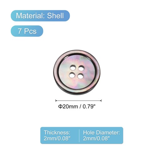 7Pcs Shell Buttons, 4 Hole Mother of Pearl Button 20mm Sewing Buttons ...