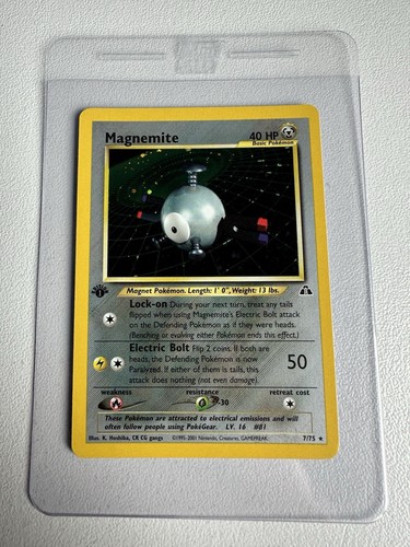 Magnemite Holo Rare 1st Edition Neo Discovery 7/75 WOTC Vintage Pokemon ...