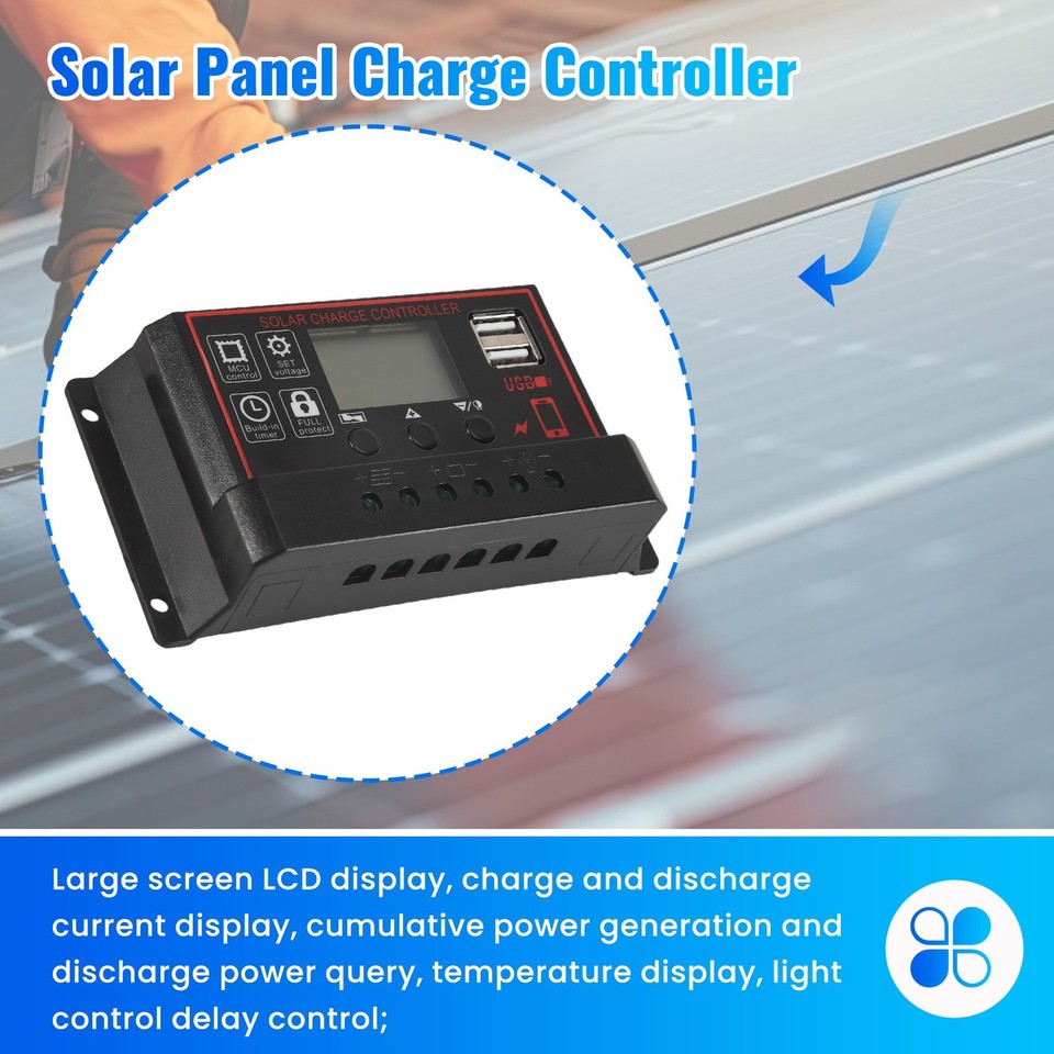 100A Solar Controller Solar Panel Controller 12V 24V LCD Display ...