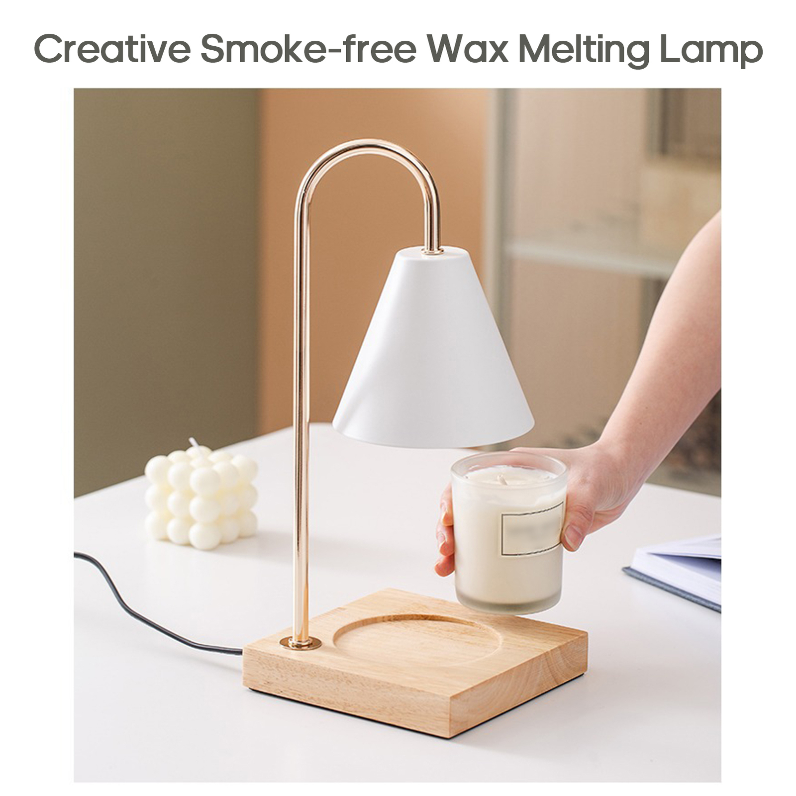 Aromatherapy Wax Melting Lamp Bedroom Bedside Wooden Light Knob Switch ...