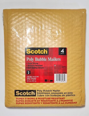 Scotch Brand Poly Bubble Mailers 4 Pack 8.5 in x 11.25 in 3M Self ...