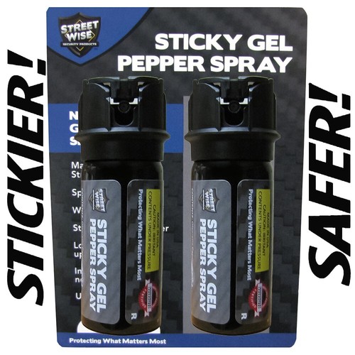 2 Pack Streetwise STICKY GEL Pepper Spray 2oz Flip Top Self Defense Max ...