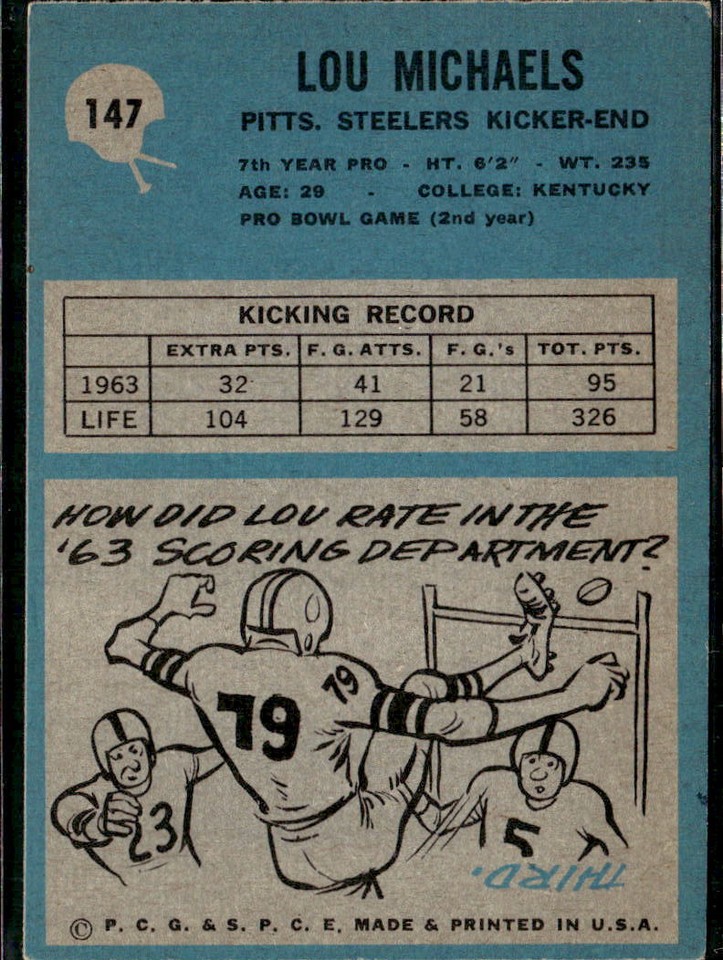 1964 Philadelphia #147 Lou Michaels Good | eBay