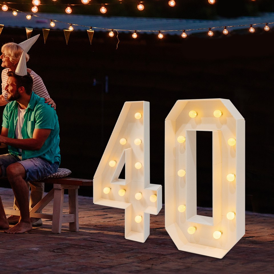 39"in H 40 Birthday Number Lights Marquee Light up Numbers 40th ...